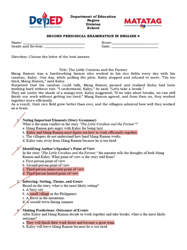 Pt_g4 Matatag English 4_q2.Docx | PDF | Semantics