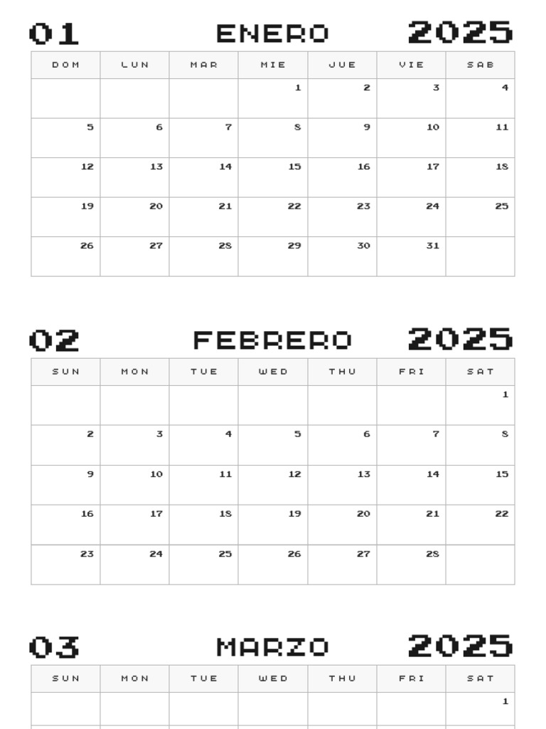 Black and White Minimalist Simple 2025 Monthly Calendar | PDF