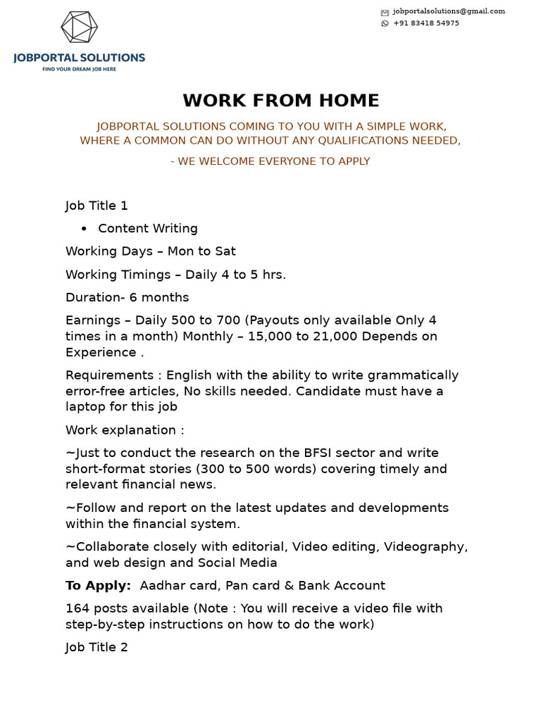 Work From Home | PDF