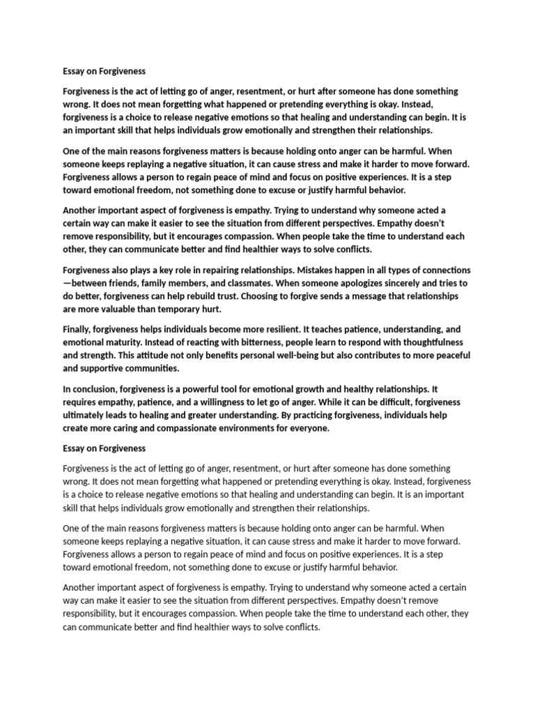STUDOC Essay on Forgiveness | PDF | Forgiveness | Empathy