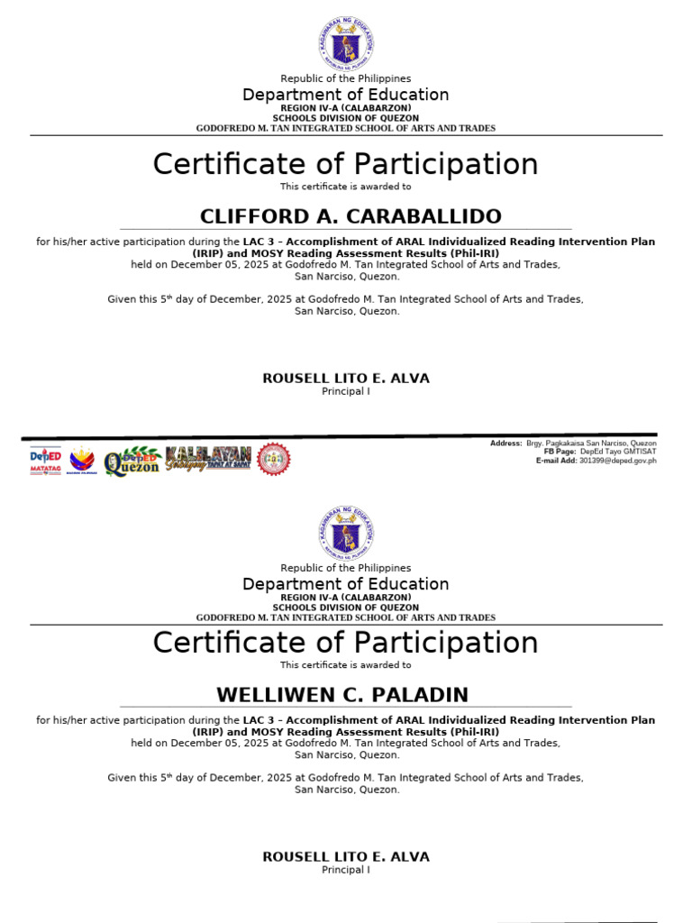 CERTIFICATE-FOR-LAC-3 | PDF | Social Institutions | Southeast Asia