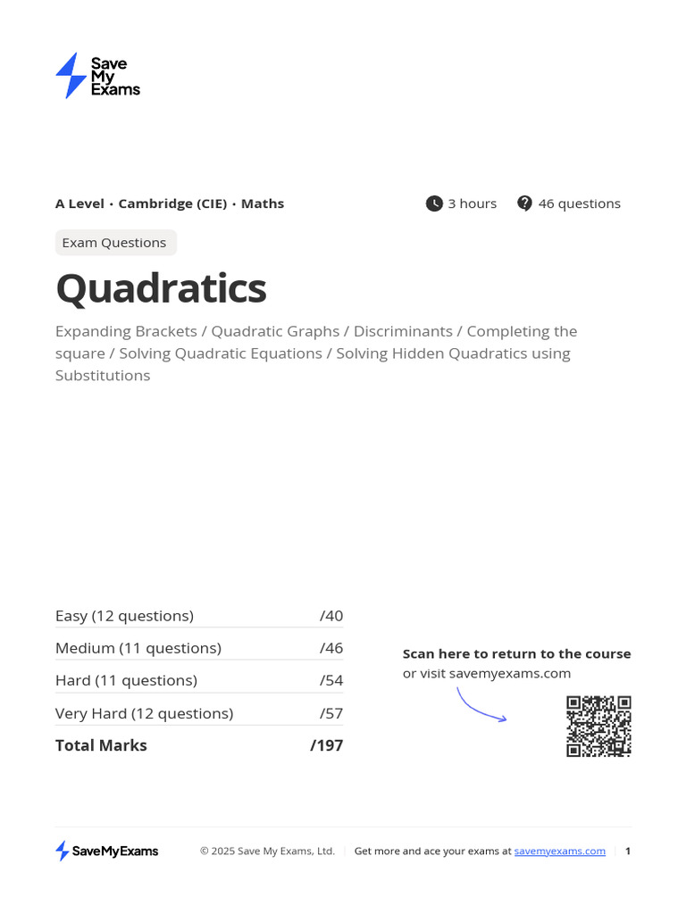 Quadratics as & a Level | PDF | Quadratic Equation | Mathematical Analysis