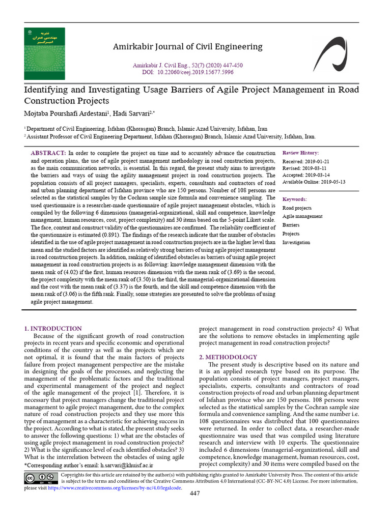 Barriers to Agile Management in Road Projects | PDF | Project ...