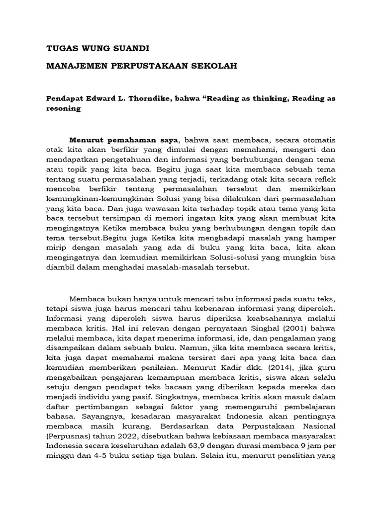 Tugas Manajemen Perpustakaan Wung Suandi | PDF