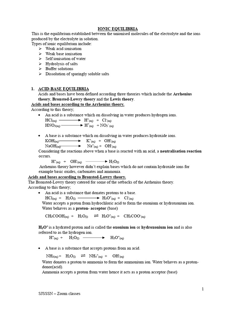 Ionic Equilibria Zoom - Acids and Bases | PDF | Acid | Acid Dissociation Constant