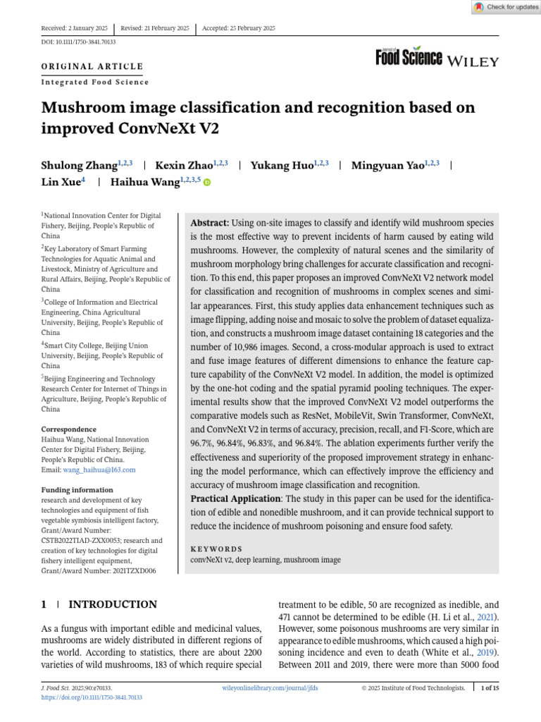 3_Journal of Food Science - 2025 - Zhang - Mushroom Image Classification and Recognition Based ...