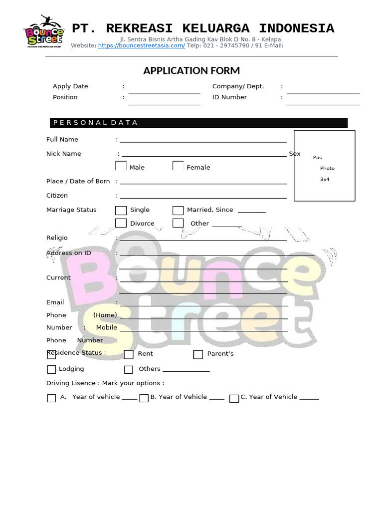 New Application Form BSA | PDF