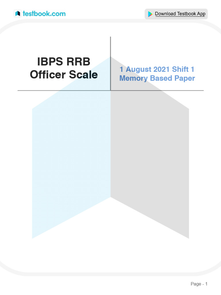 Ibps RRB Officer Scale 1 August 2021 Shift 1 Memory Based Paper Hindi 1 ...