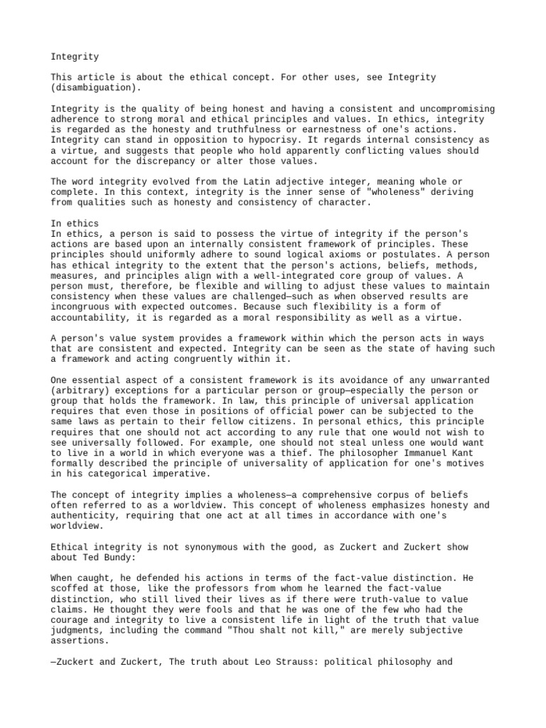 Understanding Ethical Integrity Concepts | PDF | Integrity