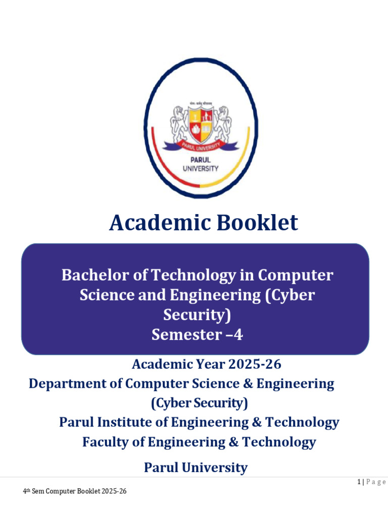 CSE_CS_4th Sem_Orientation Booklet_2025-26 | PDF | Computer Security ...