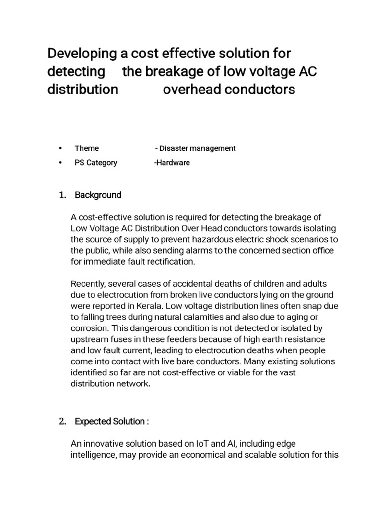 Developing A Cost Effective Solution For Detecting The Breakage of Low ...
