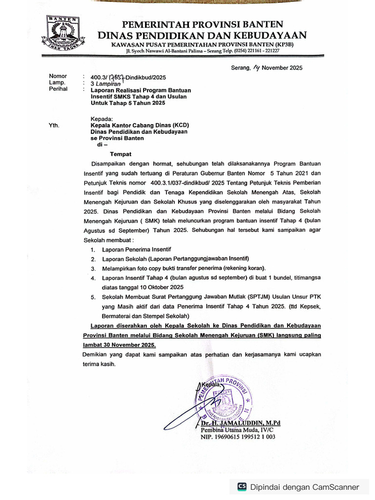 Surat SPj Insentif Thp 4 | PDF