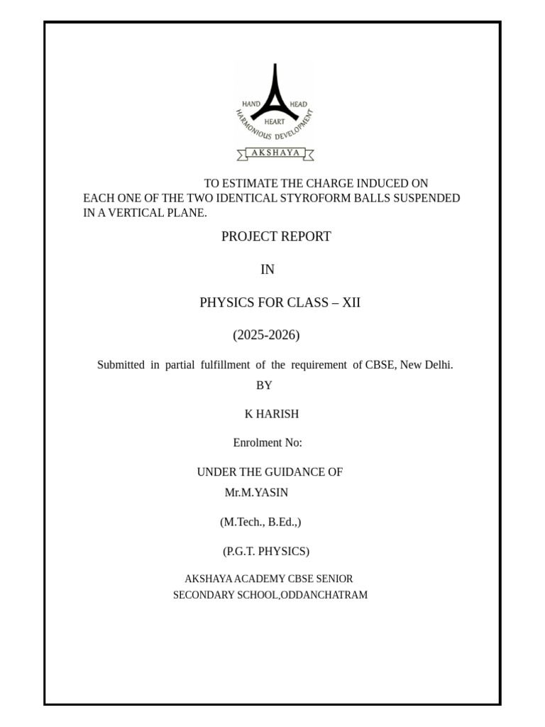 First3 Cover Page for Physics Project | PDF