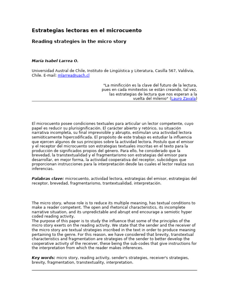 Estrategias Lectoras en El Microcuento | PDF | Intertextualidad ...