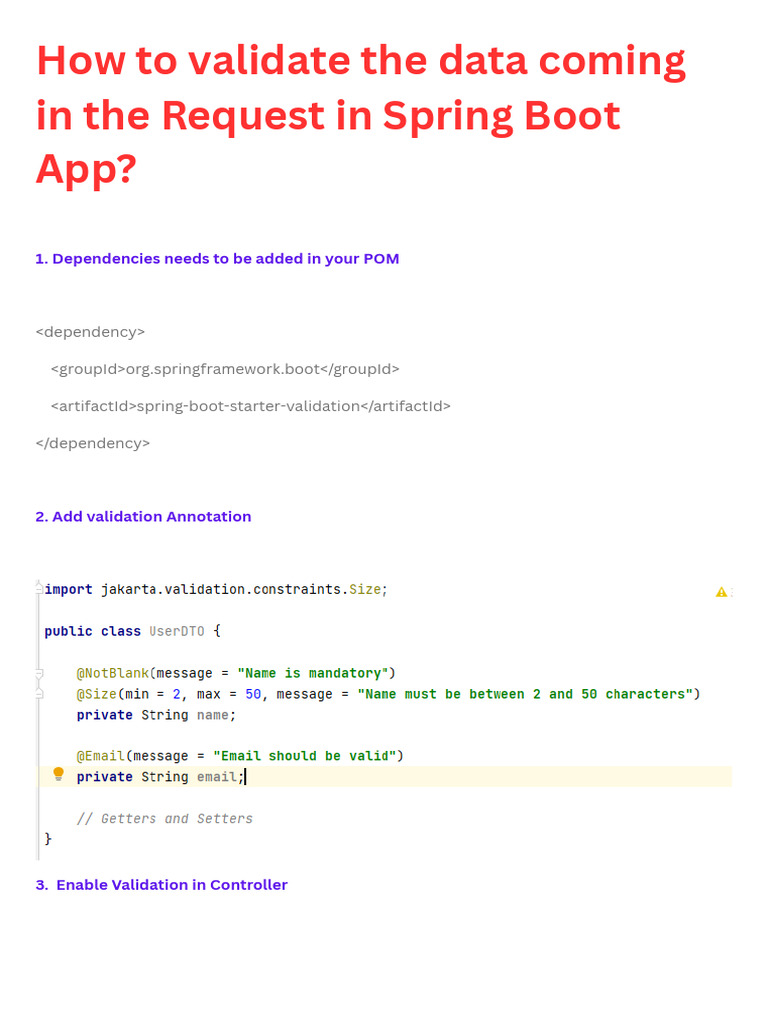 Validate Data in Spring Boot | PDF