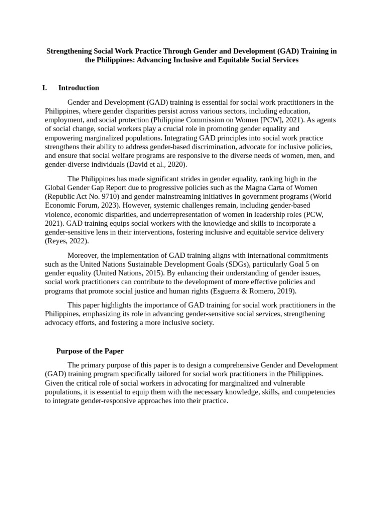 GAD Training Program for Social Work Practictioners | PDF | Gender And ...