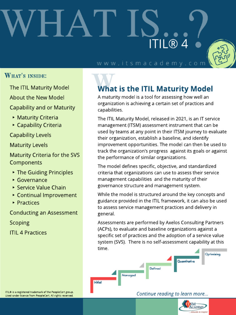WHATIS The ITIL Maturity Model | PDF | Governance | Scope (Computer ...