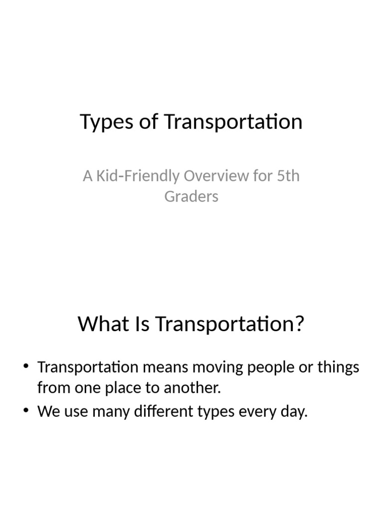 Kid-Friendly Guide to Transportation Types | PDF