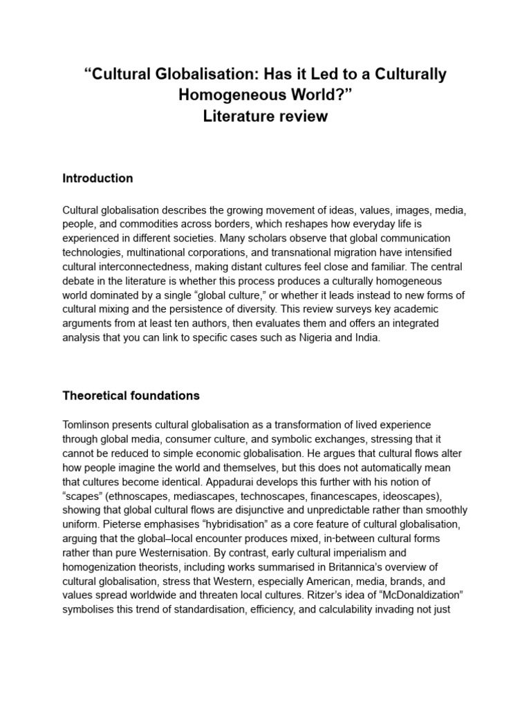 "Cultural Globalisation - Has It Led To A Culturally Homogeneous World ...
