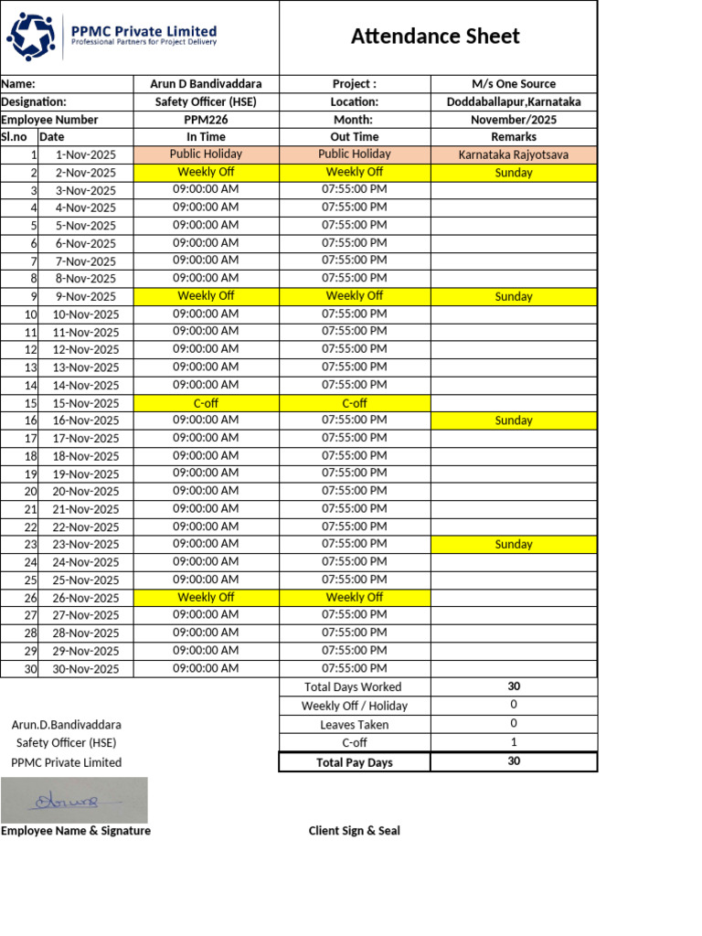 PPMC Attendance_November- 2025 | PDF