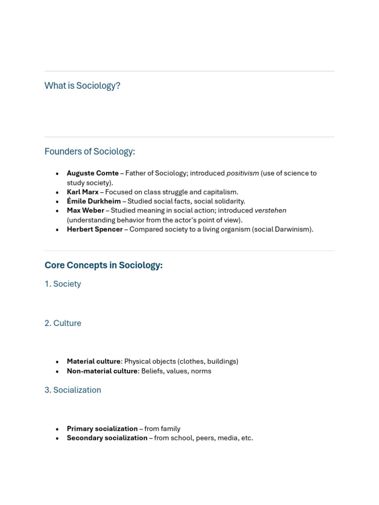 Introduction to Sociology Concepts | PDF | Sociology | Society
