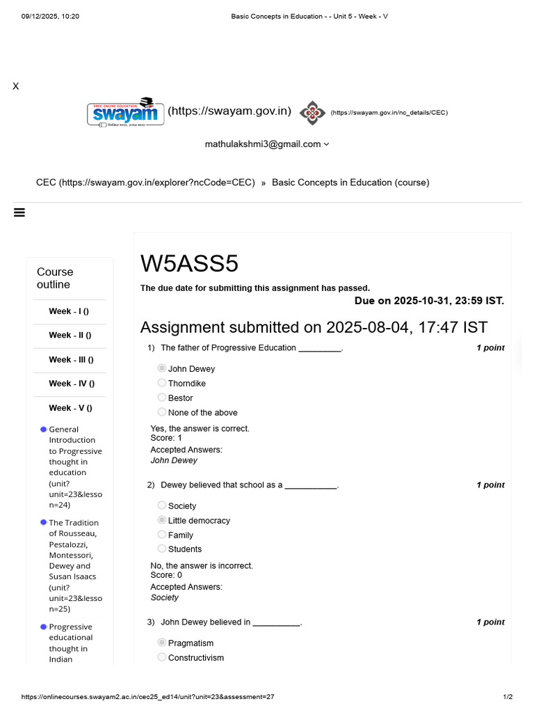Basic Concepts in Education - Unit 5 - Week - V | PDF | Learning ...