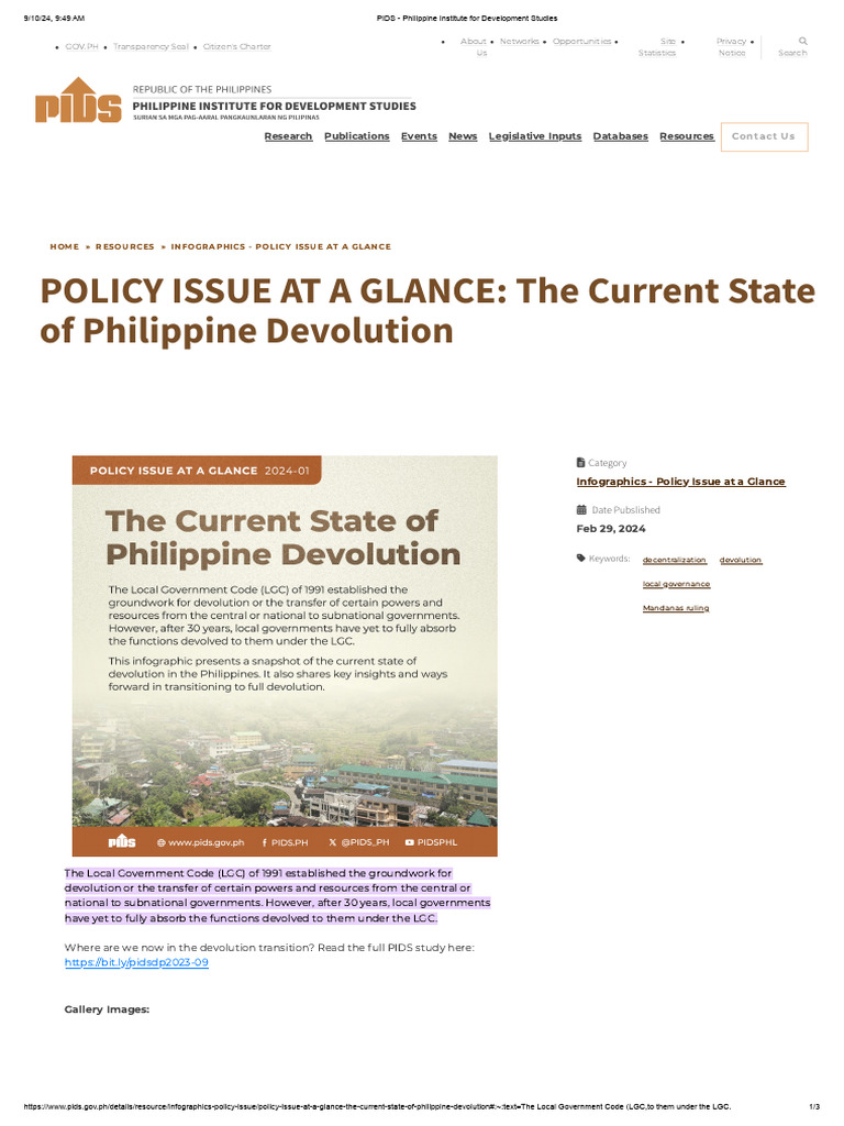 Current State of Philippine Devolution | PDF | Government