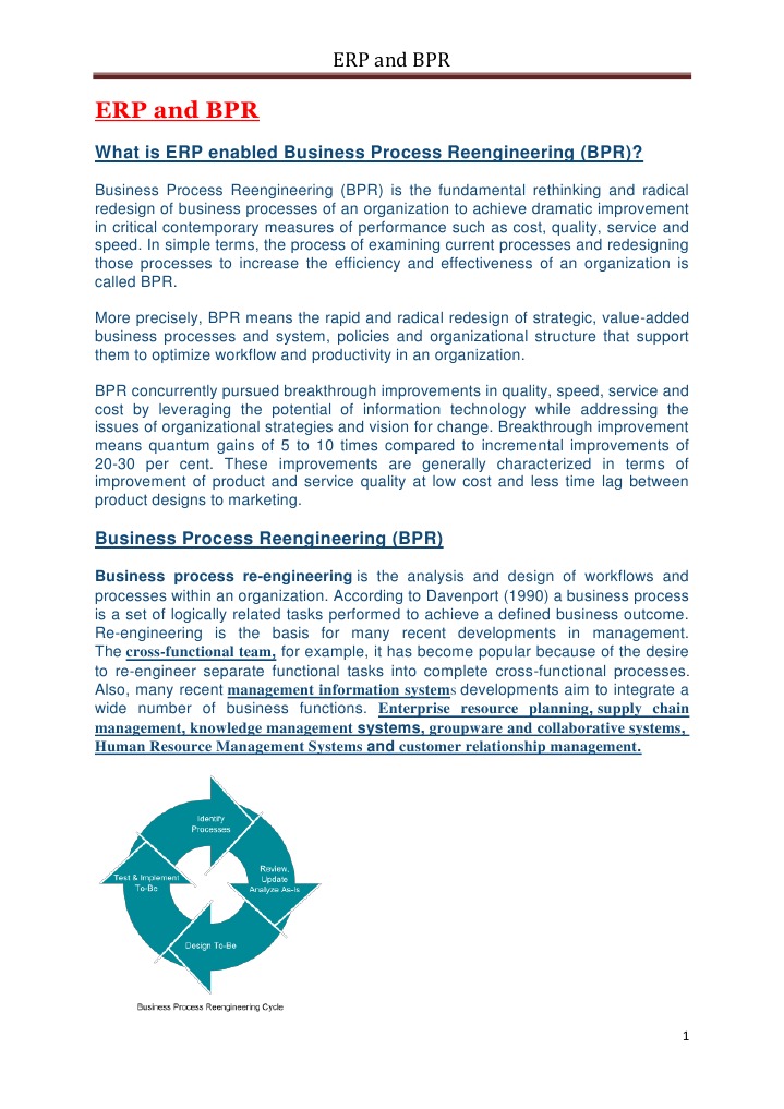 ERP and BPR | PDF | Enterprise Resource Planning | Business Process
