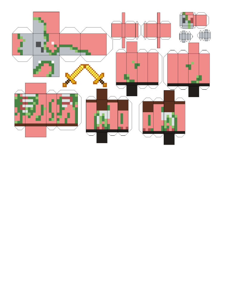 Piglin Zombificado Minecraft Papercraft _ Super Coloring | PDF