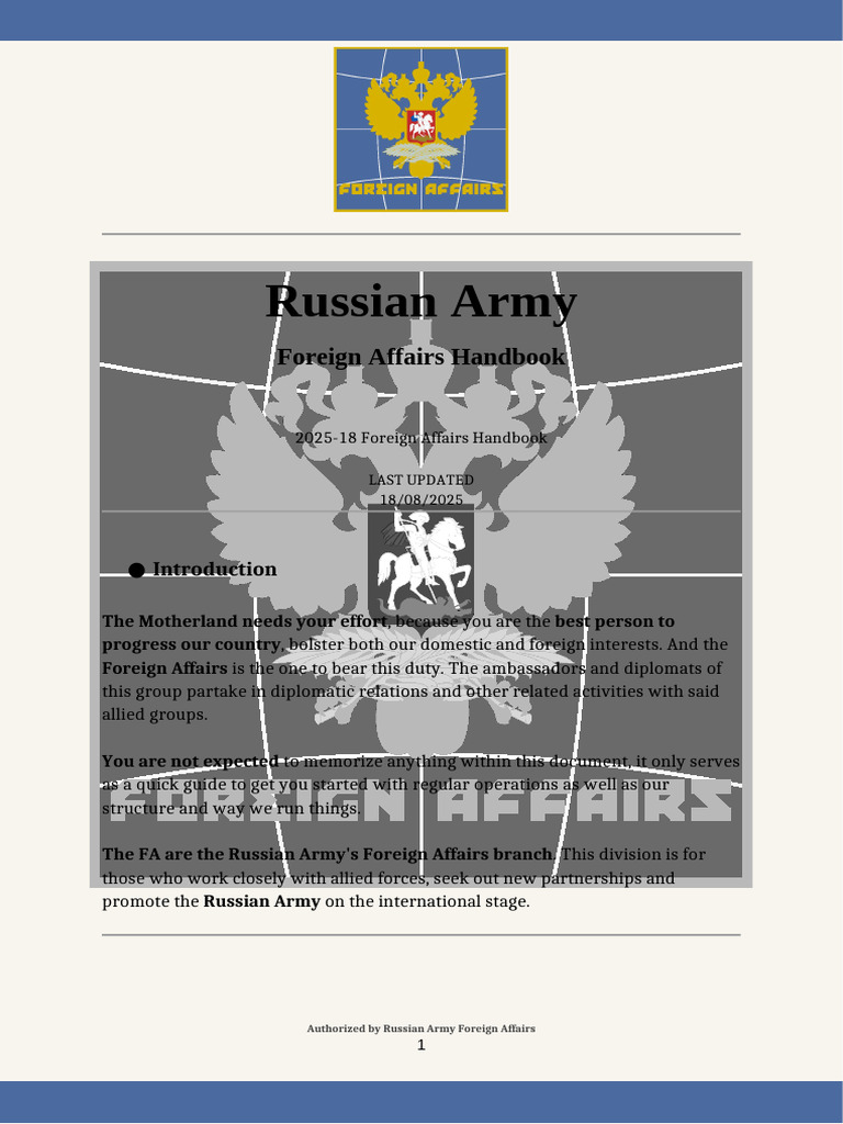 Russian Army _ Foreign Affairs Handbook | PDF | Ambassador | Government