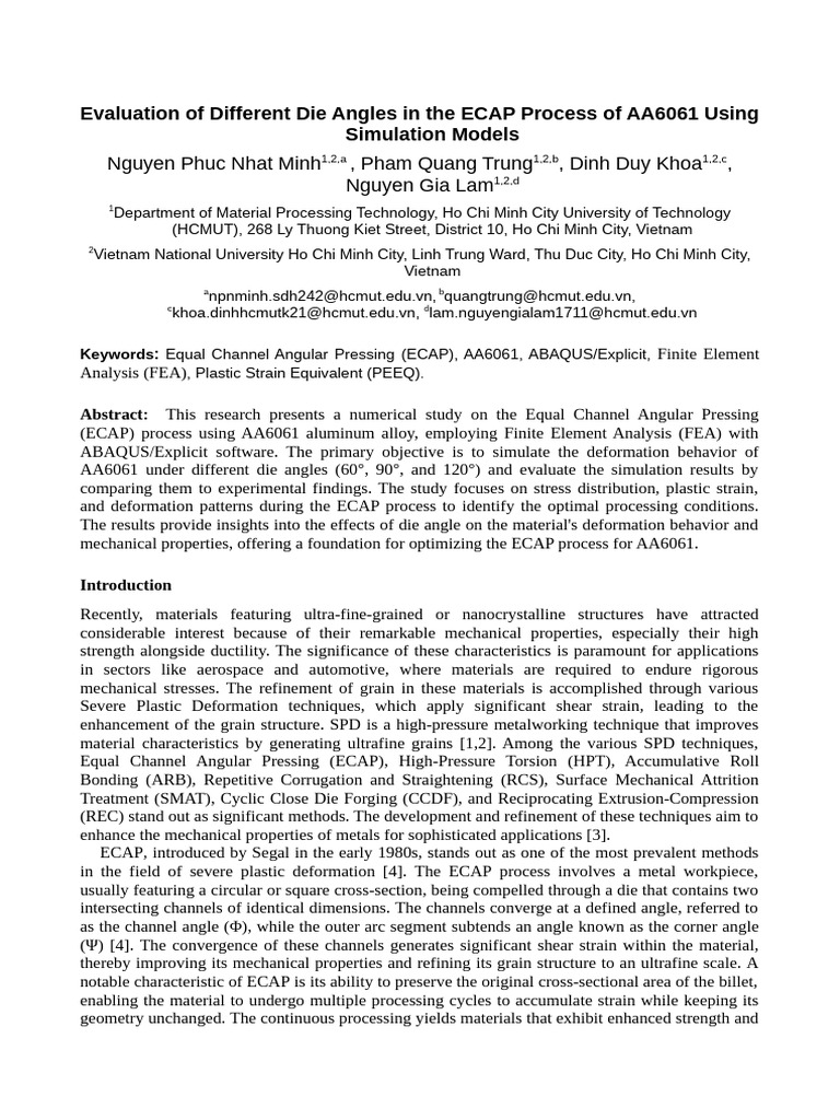Die Angle Effects on ECAP of AA6061 | PDF | Plasticity (Physics ...