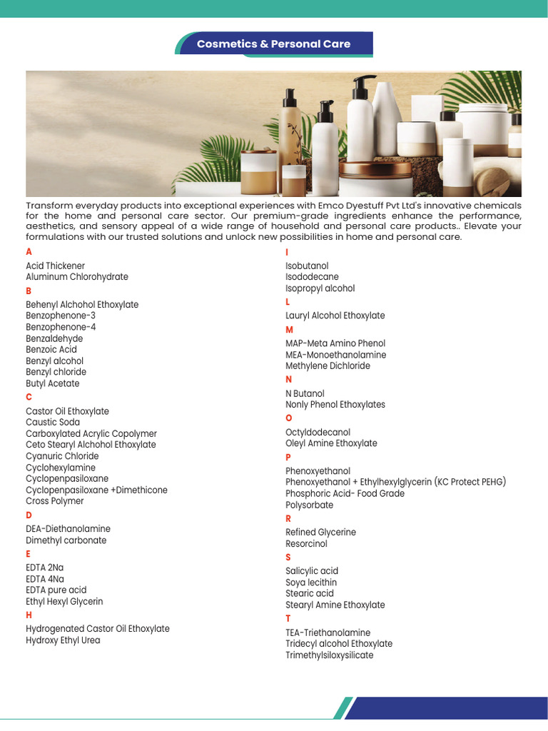 Product List - Cosmetics & Personal Care - Compressed | PDF | Acid ...
