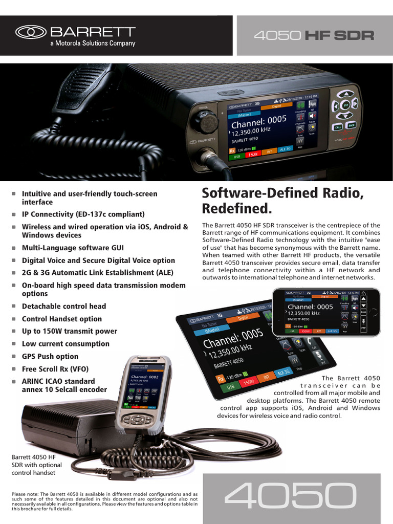 Barrett 4050 HF SDR Transceiver Overview | PDF | Software Defined Radio ...
