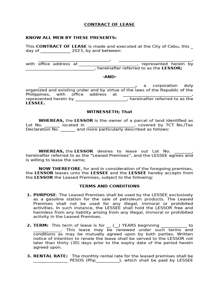 Gasoline Station Lease Agreement | PDF | Lease | Breach Of Contract
