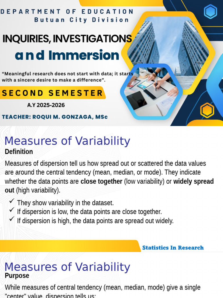 Lesson 6 - Measures of Dispersion | PDF | Variance | Standard Deviation