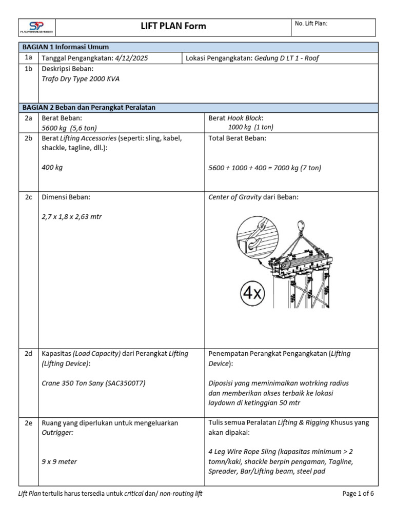 Lifting Plan BI | PDF