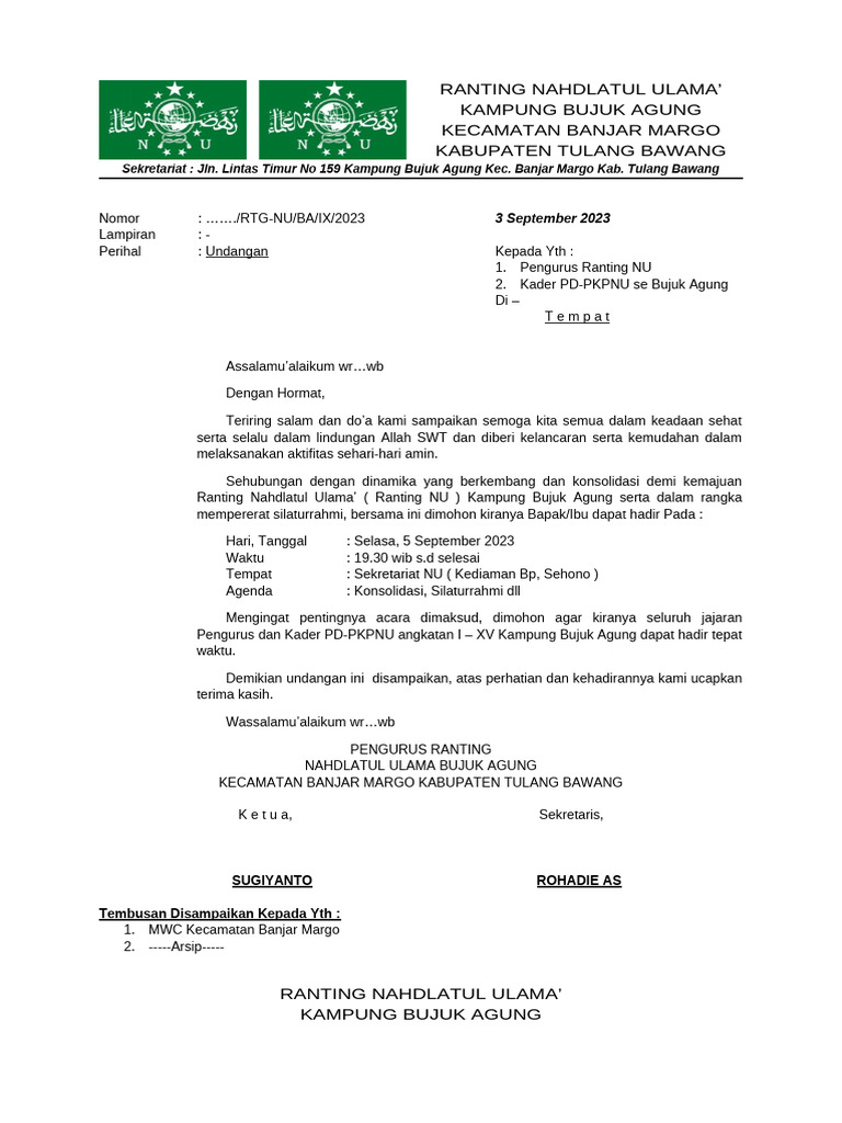 Undangan Ranting Nu | PDF