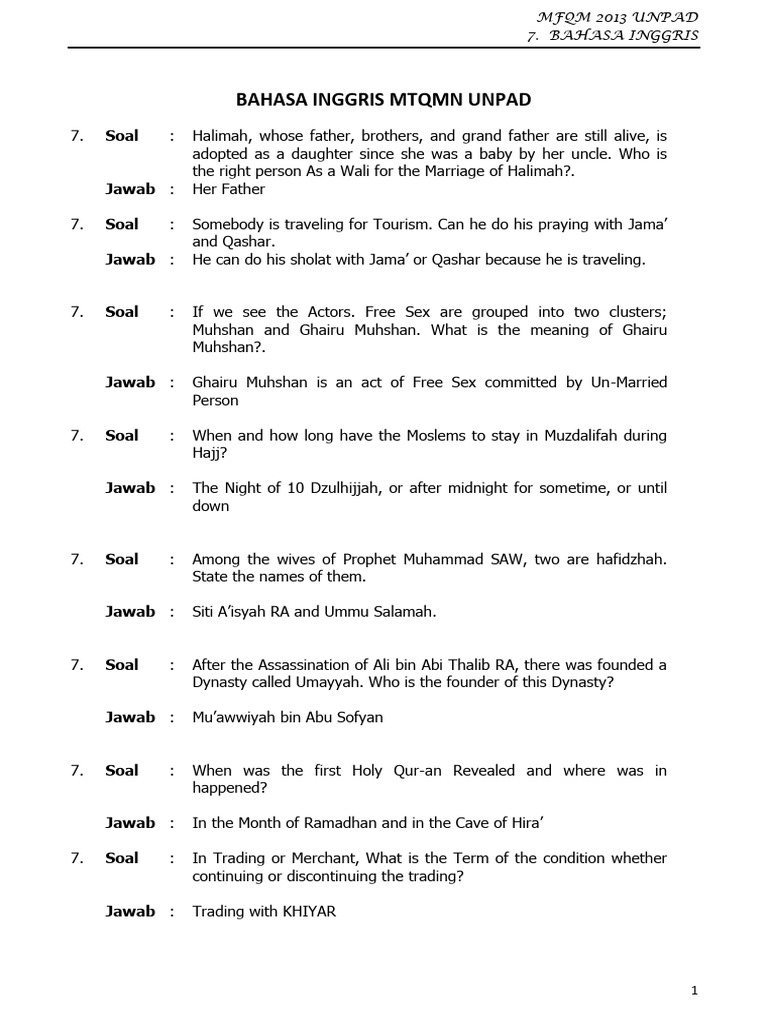 Islamic Knowledge Questions and Answers | PDF | Quran | Islam