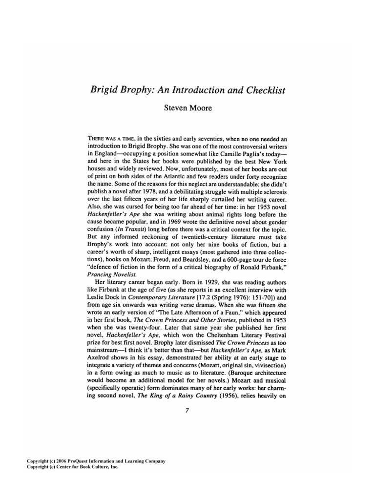 Brigid Brophy an Introduction | PDF