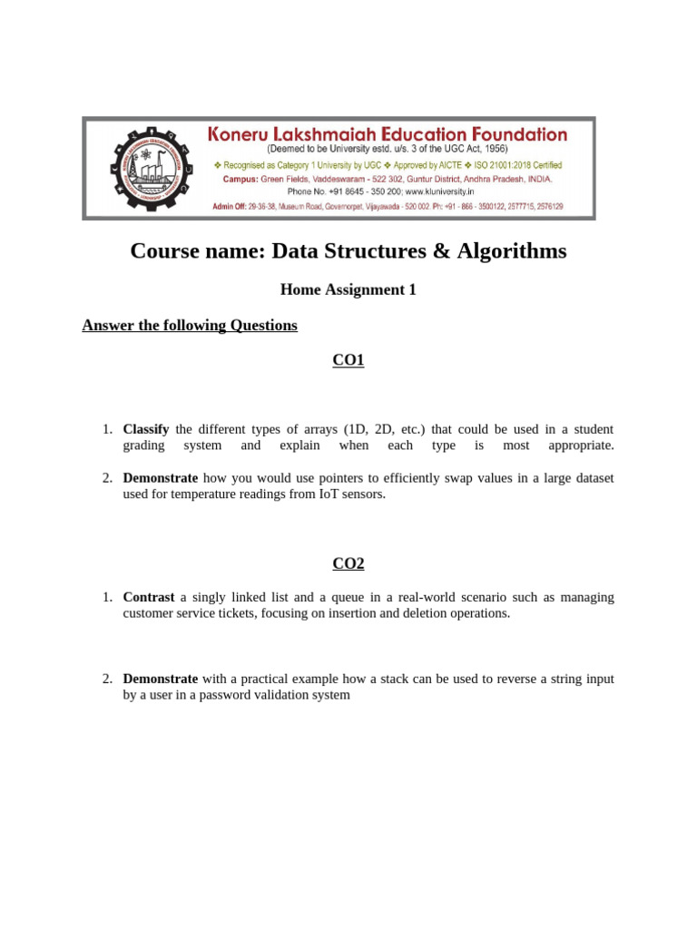 Co1 Co2 Ha - Data Structures Algorithm | PDF