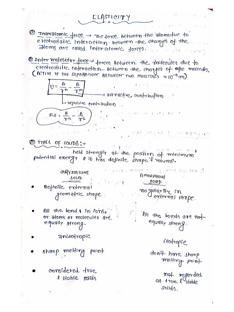 ELASTICITY Notes | PDF