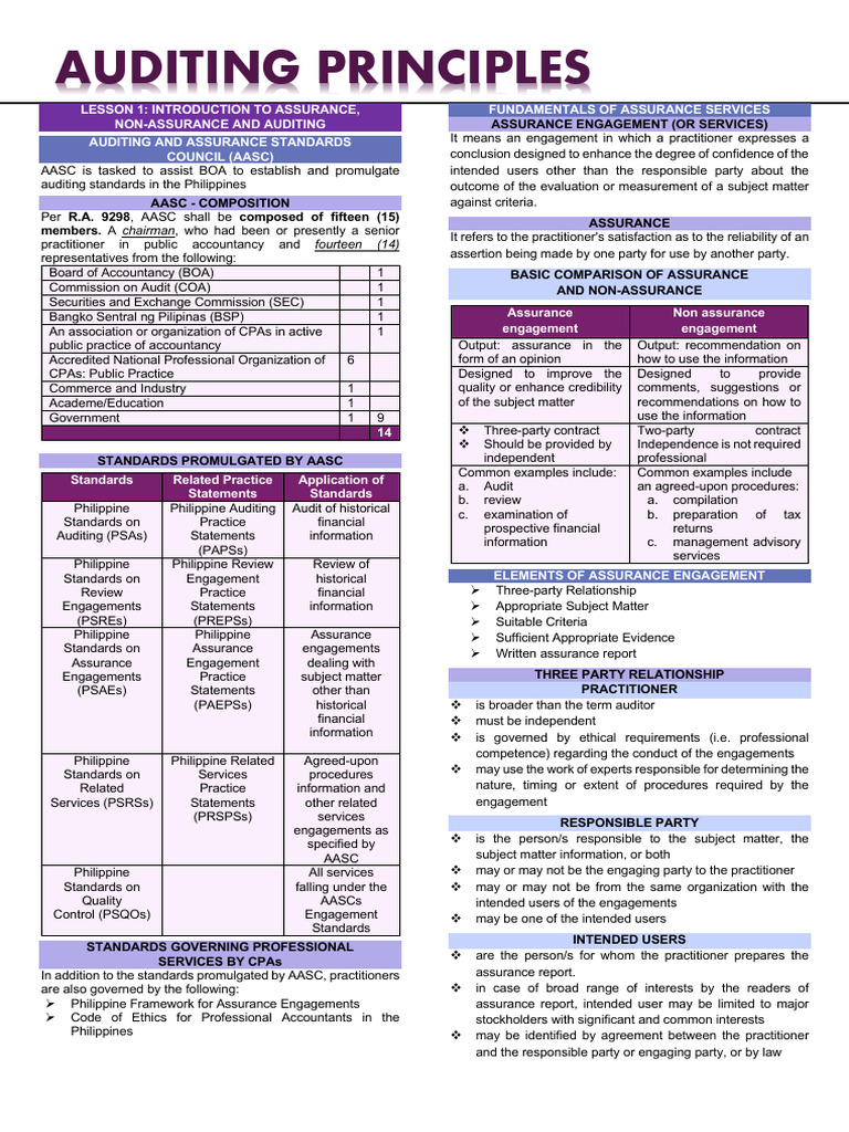 Lessons in Auditing Principles | PDF | Audit | Internal Control