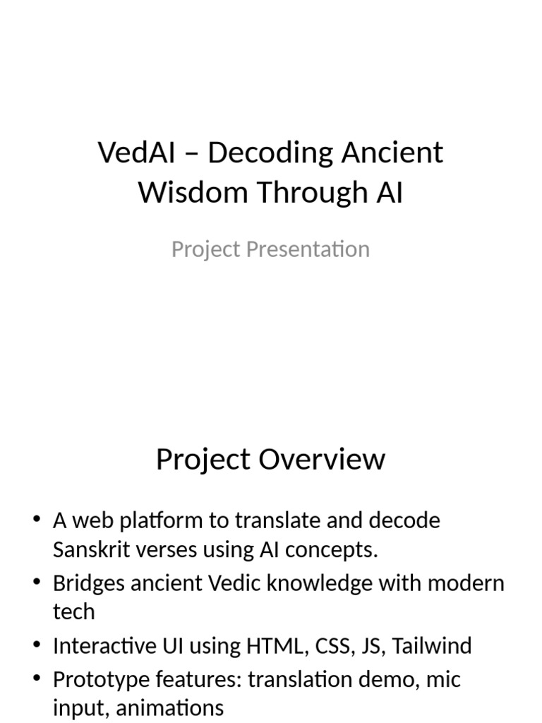 VedAI Project Presentation | PDF