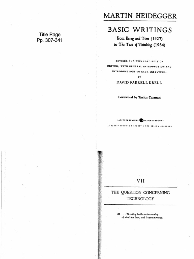 N Heidegger Question Conccerning Technology | PDF | Idea | Truth