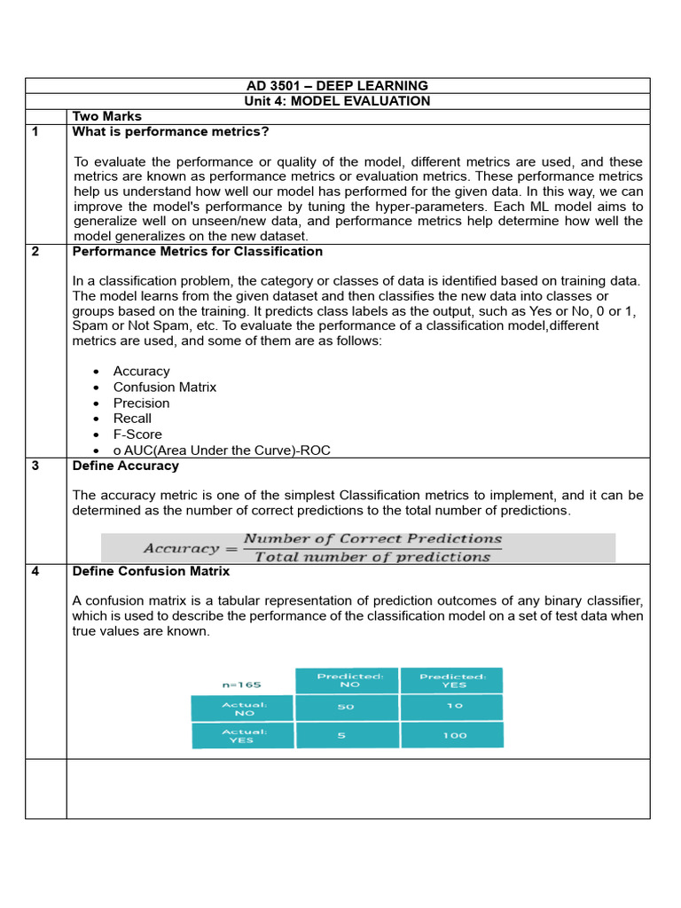 AD 3501 Deep Learning Importent Questions Unit 4 | PDF | Cross ...