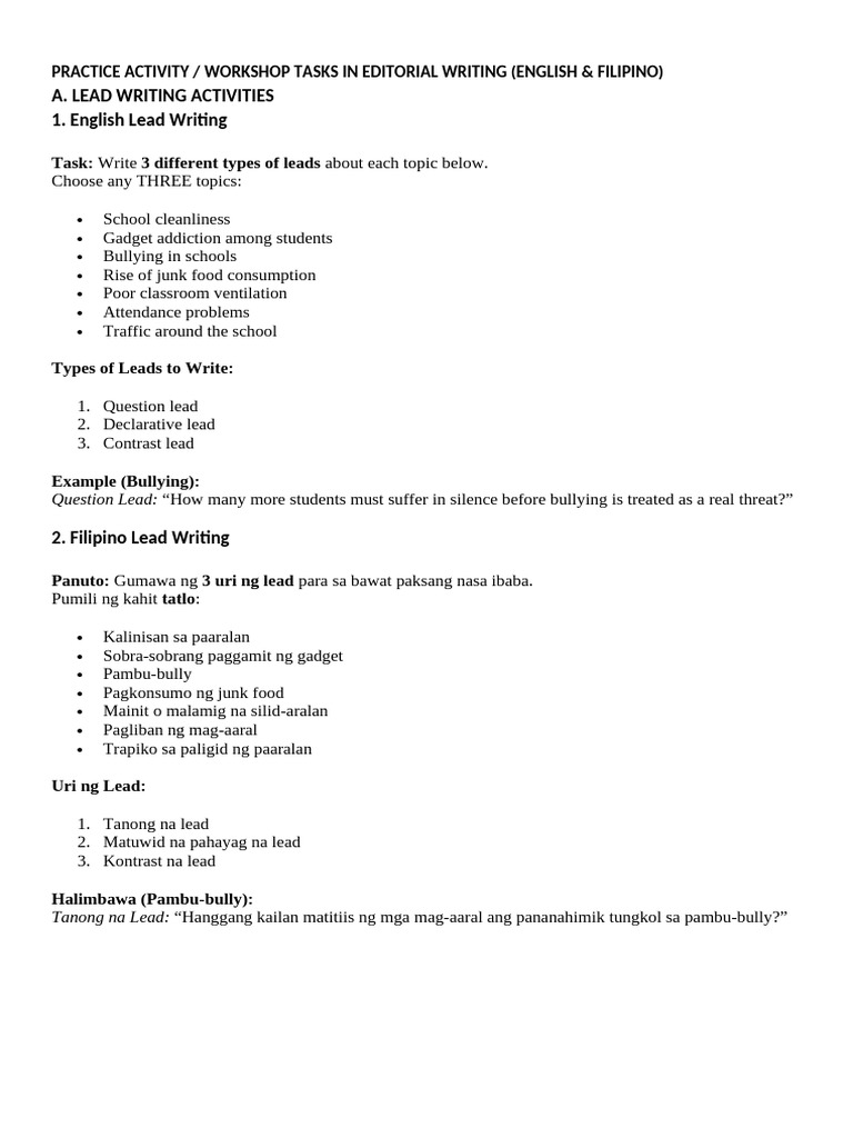 Editorial Practice Activities | PDF | Argument