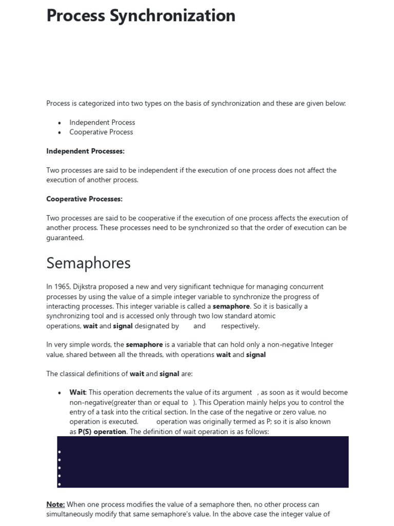 Process Synchronization | PDF | Computer Architecture | Concurrency (Computer Science)