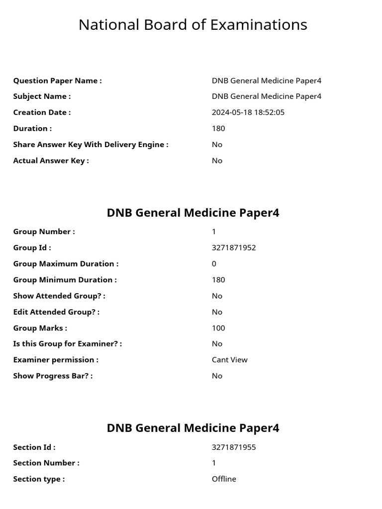 DNB General Medicine Paper 4 Exam Guide | PDF | Human Diseases And ...