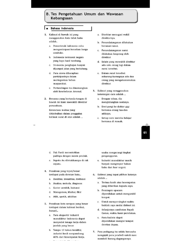 Test Bahasa Indonesia | PDF