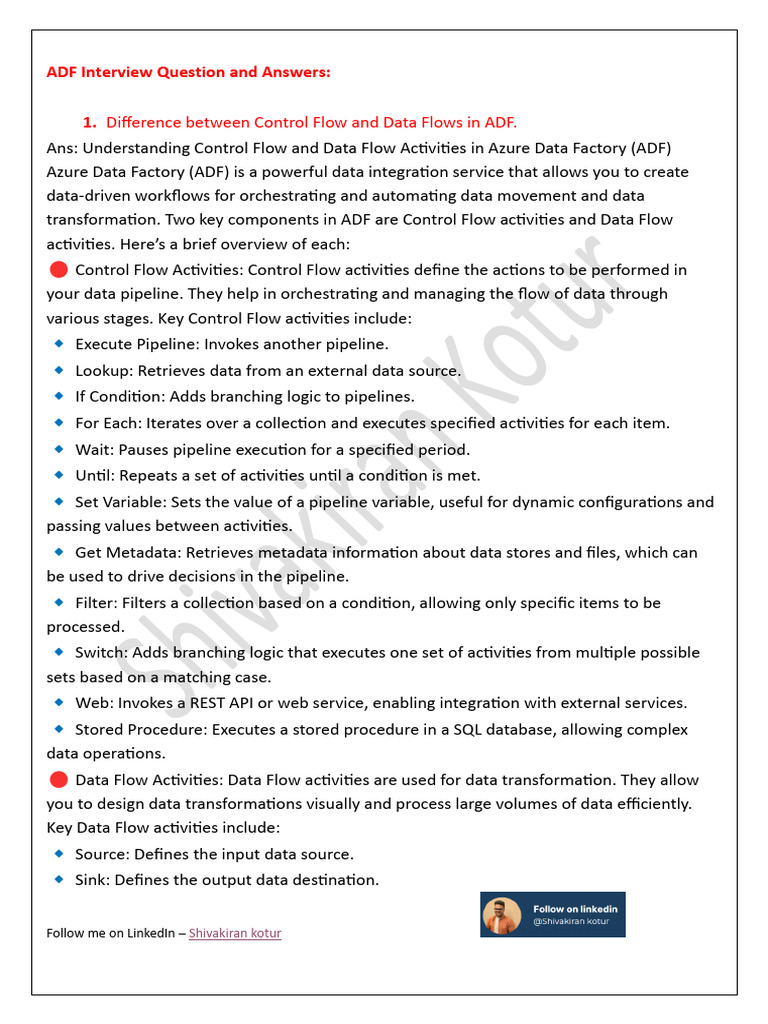 ADF Interview Questions & Answers Guide | PDF | Databases | Software As ...